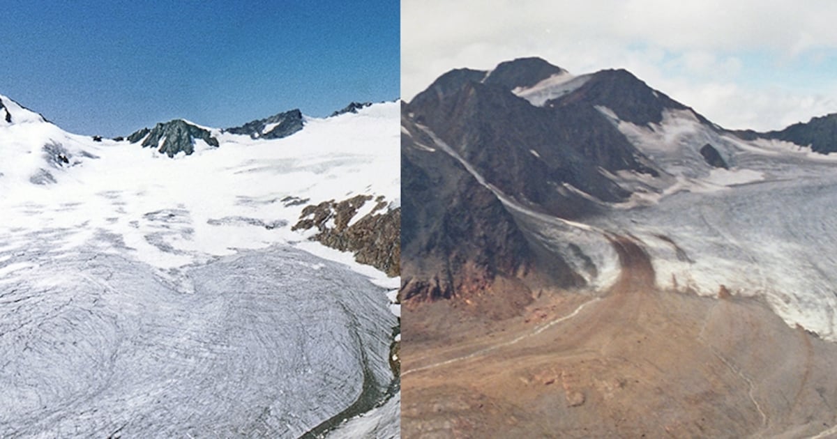 De smeltende Alpen, een reisverhaal: 'Het smelten van de gletsjer valt ...